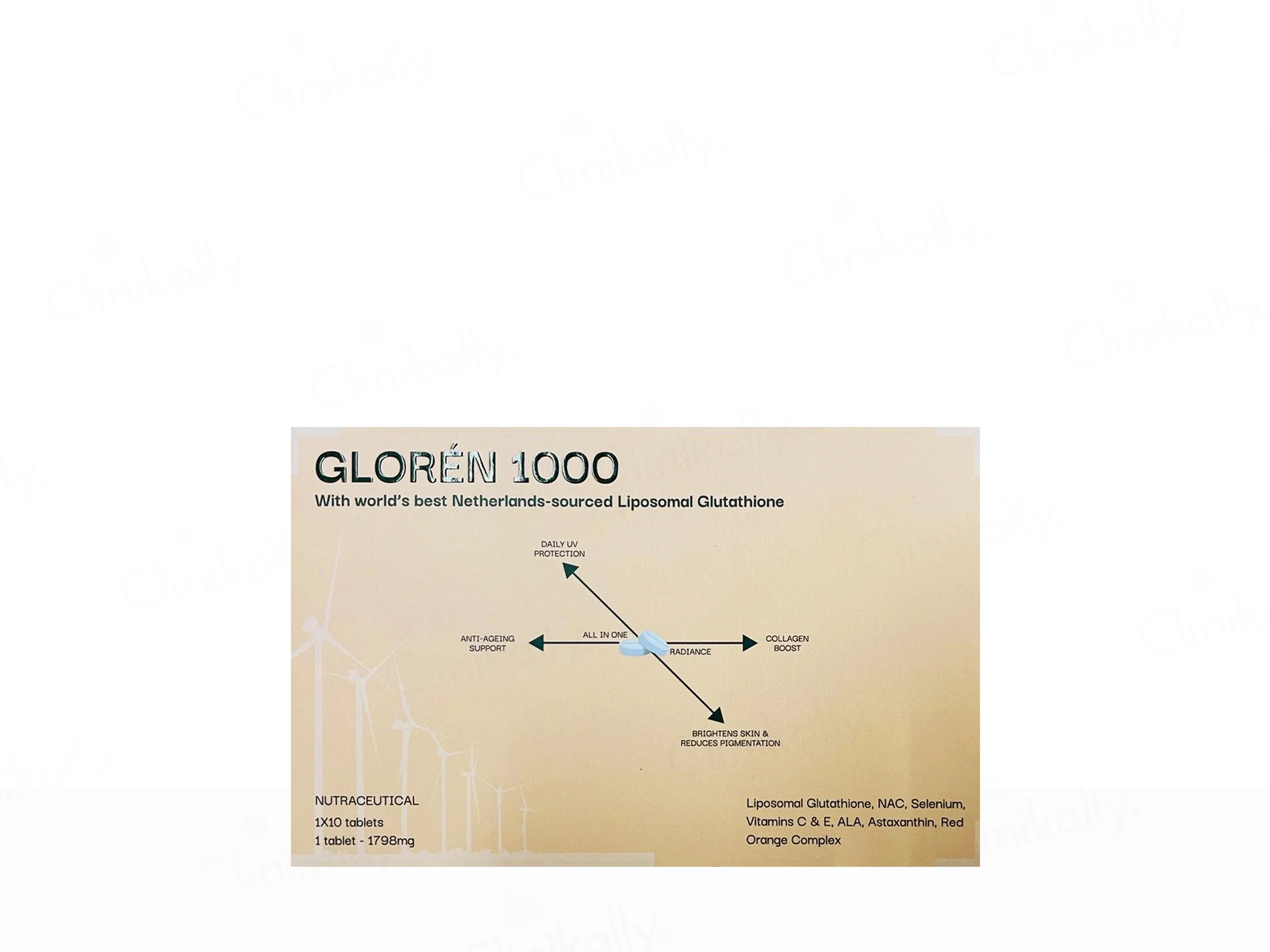 Gloren 1000 Liposomal Glutathione Nutraceutical 10Tablets