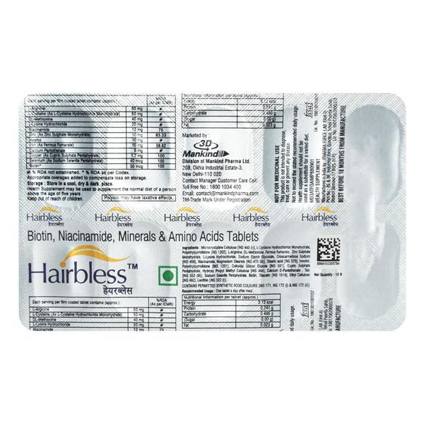 Hairbless Tablet Strip 2x15 Cap (30 Tab)